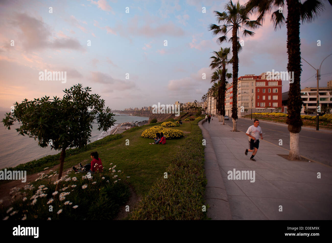 Peru, Lima, Barranco. Along the malecon of Barranco, between modern ...