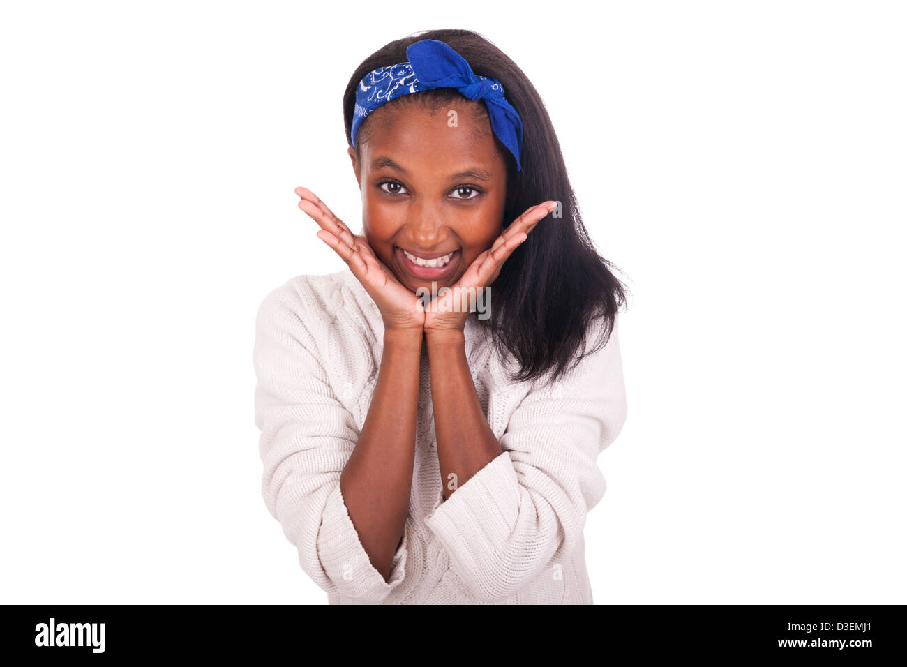 Happy little girl isolated on a white background Stock Photo - Alamy