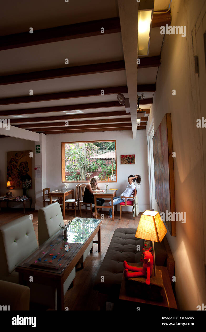 Peru, Lima, Barranco. interior of cafateria Bodega Verde Stock Photo ...