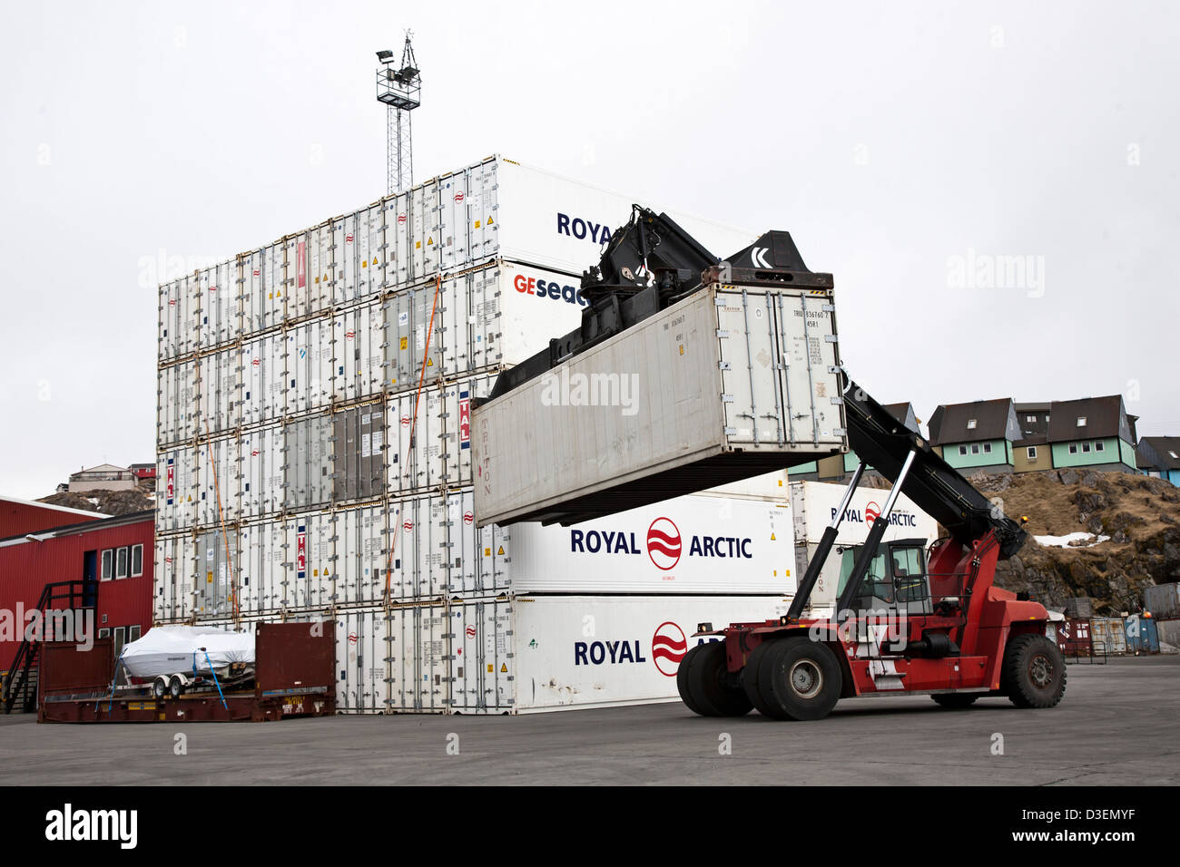 Containers in the harbor of Nuuk, Greenland Stock Photo - Alamy