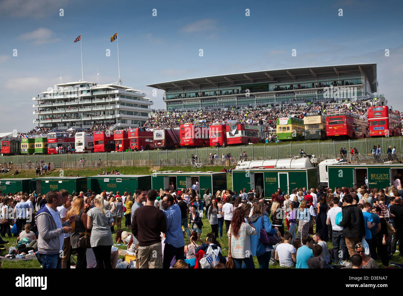 View of the Grandstand from the public enclosure at Epsom Downs ...