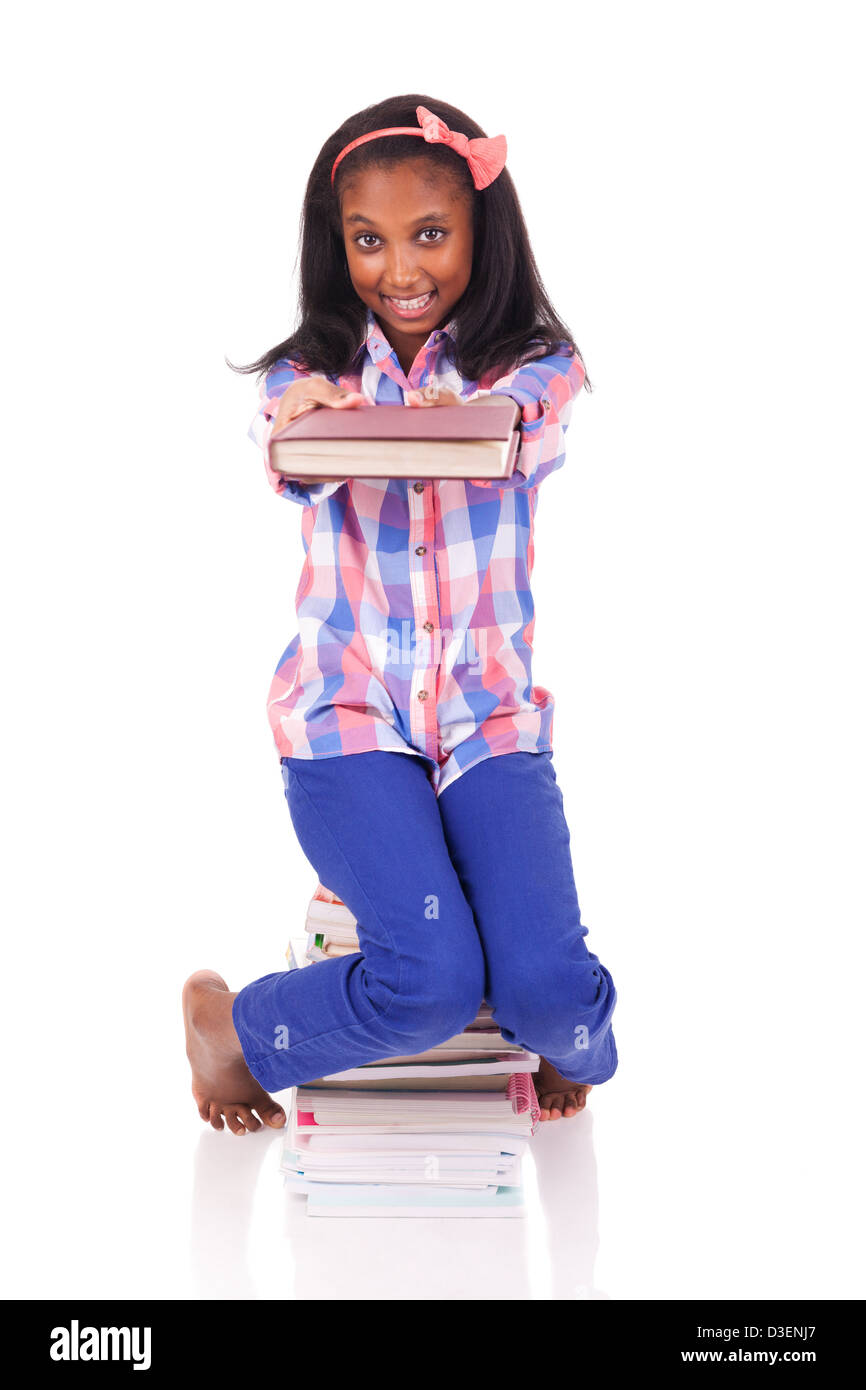 young african Student isolated read a book Stock Photo - Alamy