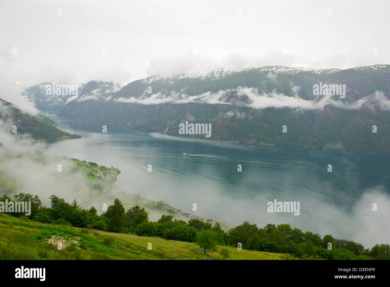 Beautiful scenery of Norwegian fjord in the early morning Stock Photo ...