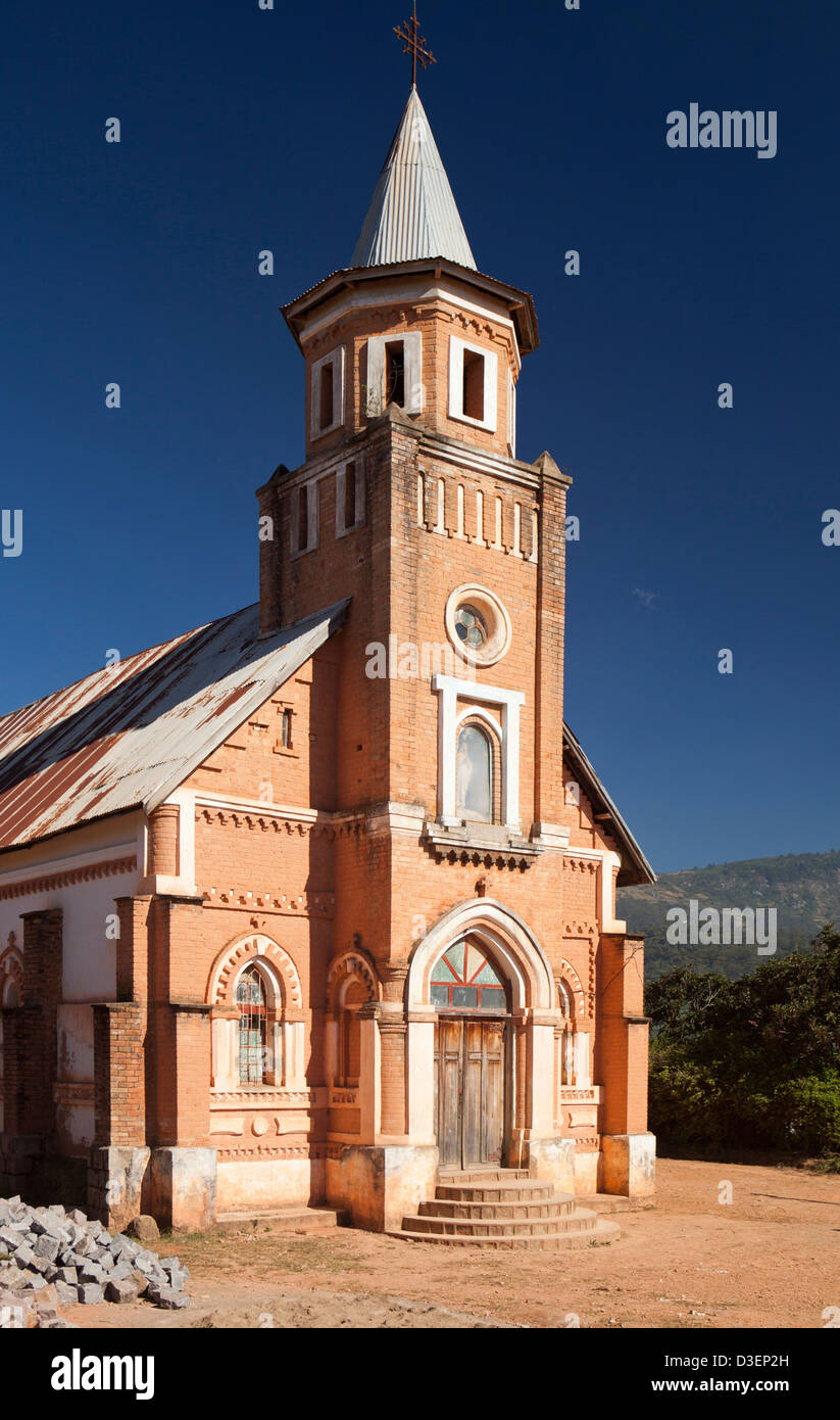 Madagascar, Ambositra, brick-built neighbourhood protestant church ...