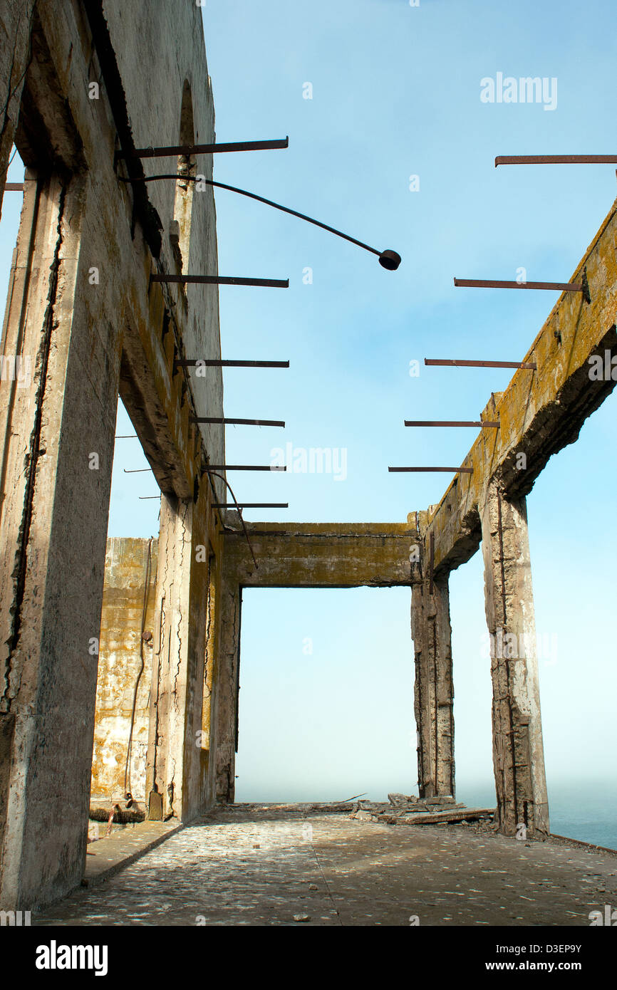 Building frame of the Officers Club at Alcatraz military prison on ...