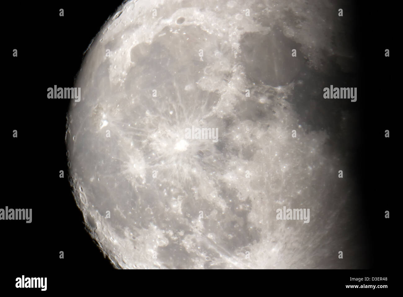 The Moon close-up on a black night sky shot through a telescope Stock ...