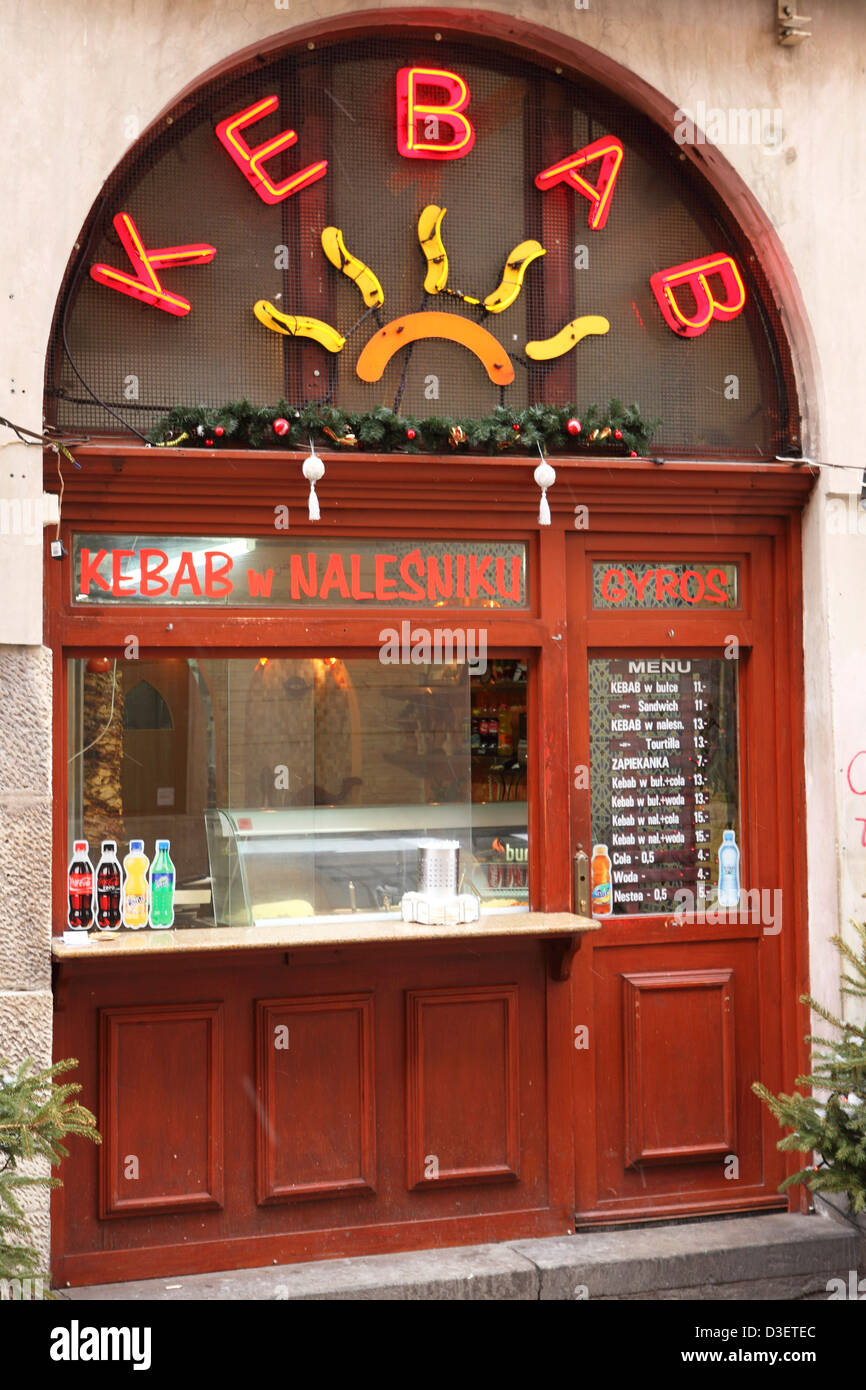 A Kebab shop in the Old Town of Kraków, Poland Stock Photo - Alamy