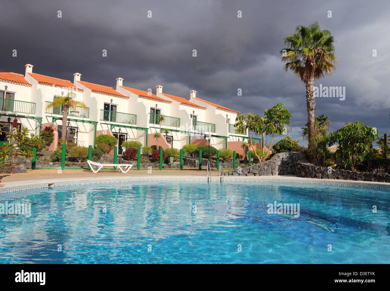 Generic vacation resort in Tenerife, Canary Islands, Spain. Swimming ...