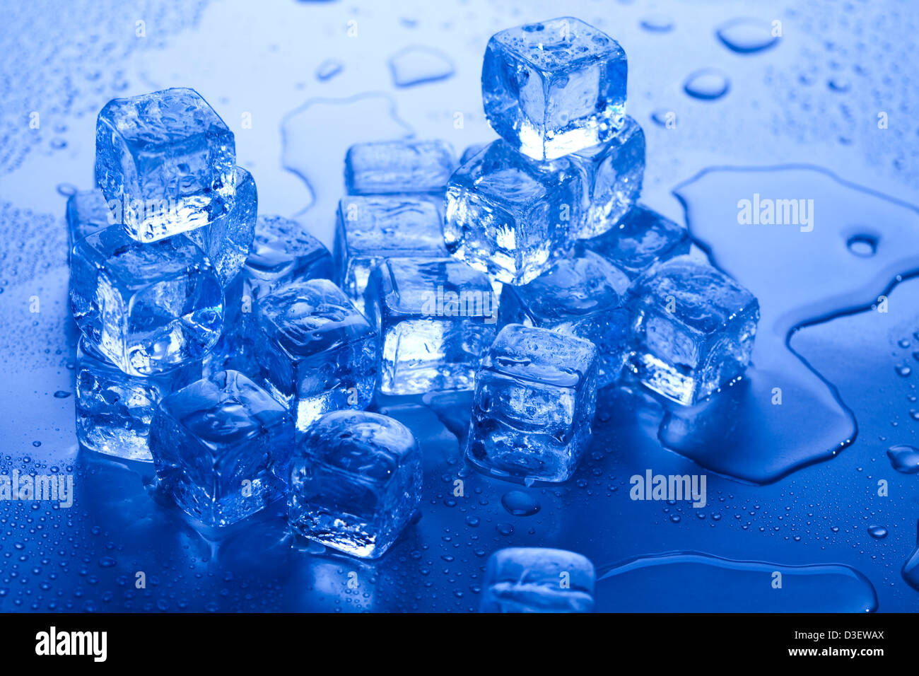 Blue background and ice cubes Stock Photo - Alamy