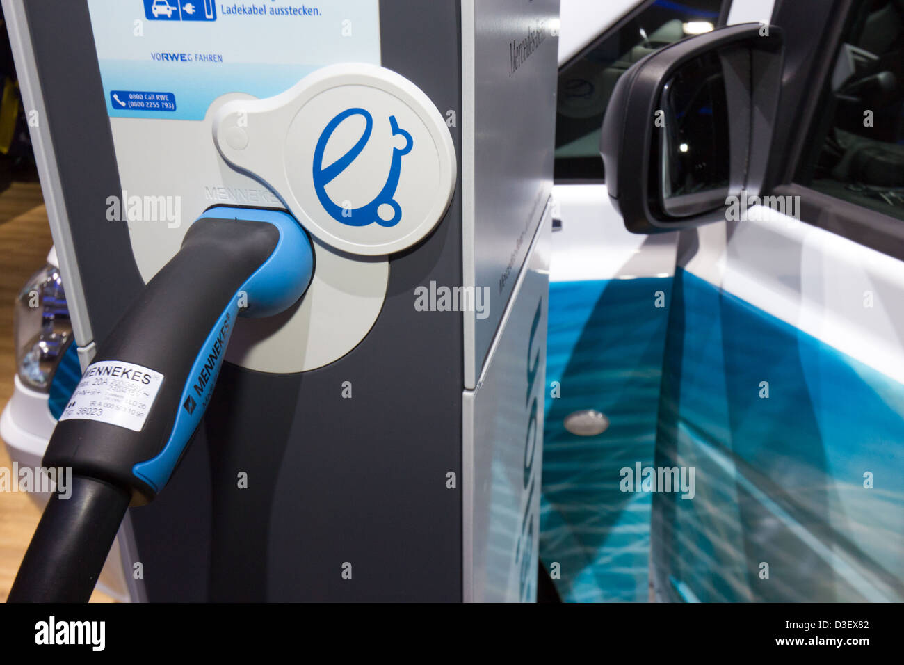 Electric vehicle charging pole at the IAA International Motor Show for ...