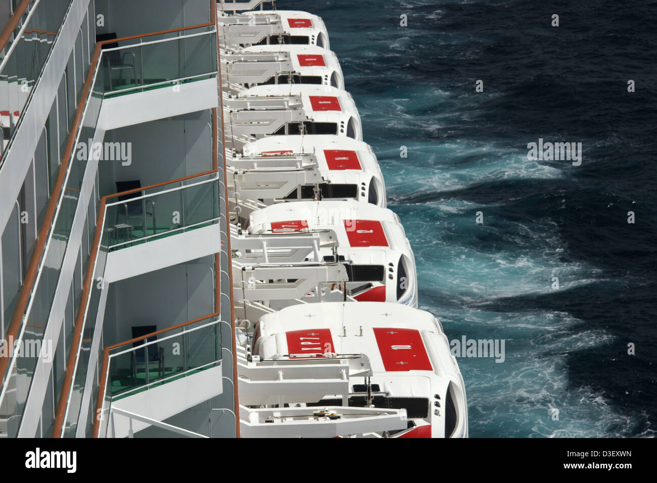 Life boats on a cruise ship Stock Photo - Alamy