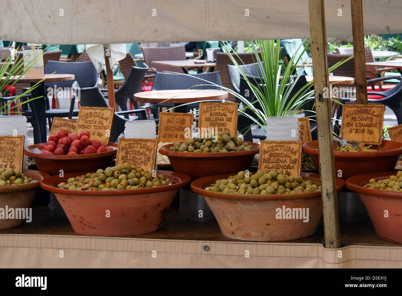 Soller market olive stall Stock Photo - Alamy