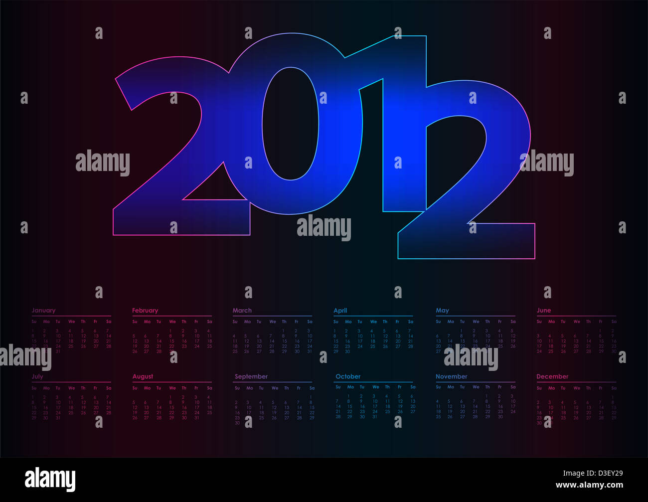 vector calendar for 2012 year Stock Photo - Alamy