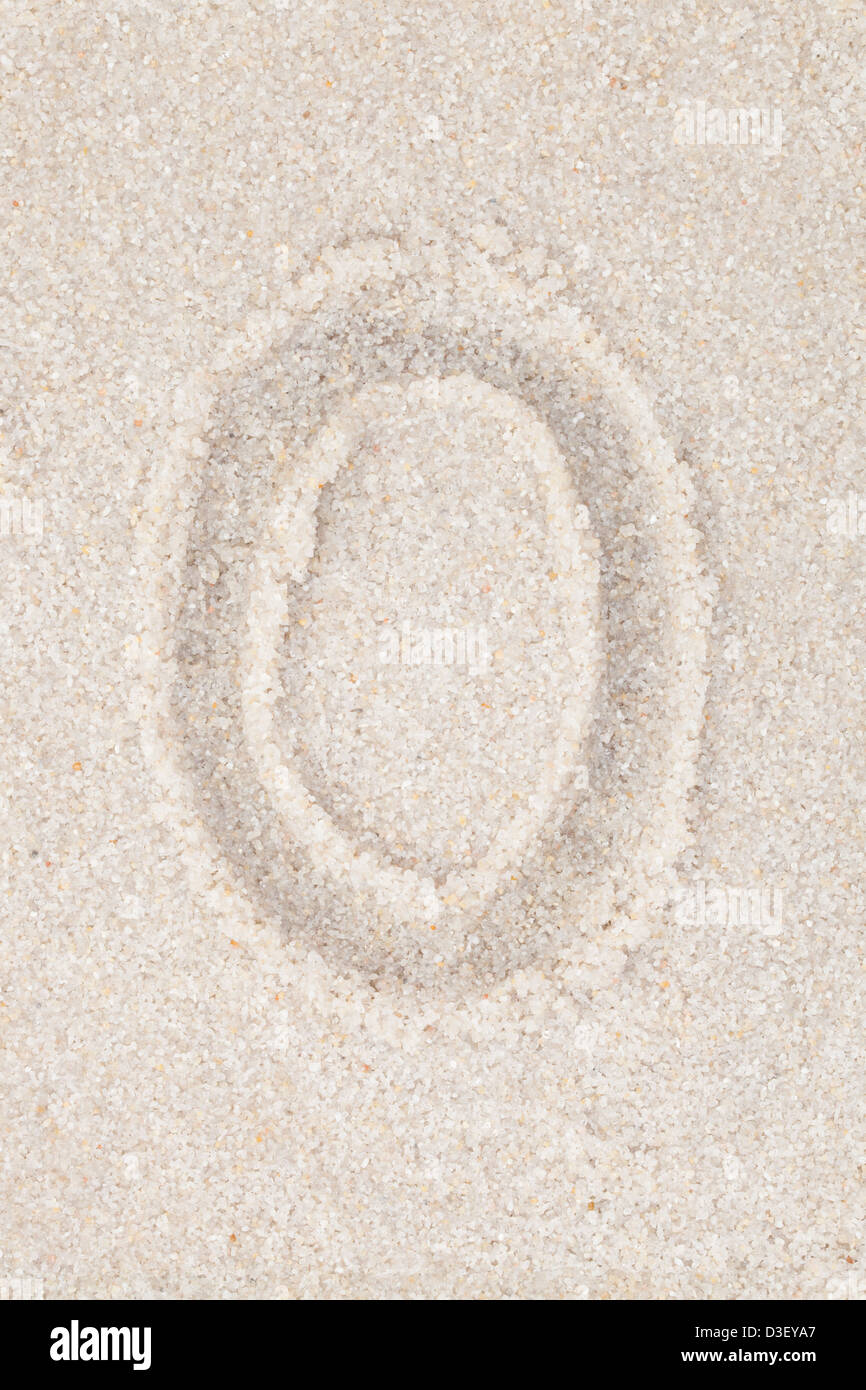 Digits on sand - clean background - 0 - Zero Stock Photo - Alamy