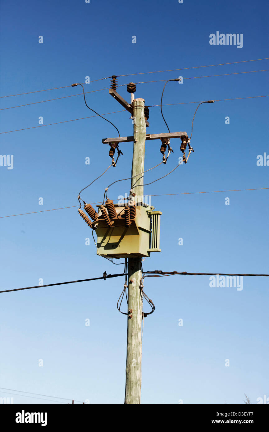 Power pole and rusty electrical power transformer, Dongara Western ...