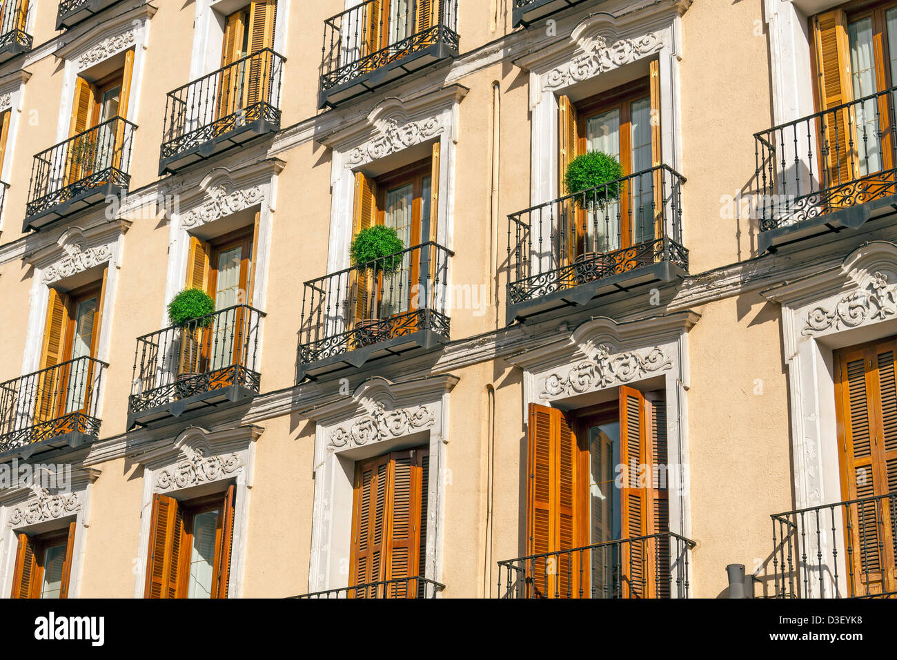 Typical windows and balconies in Madrid Stock Photo - Alamy