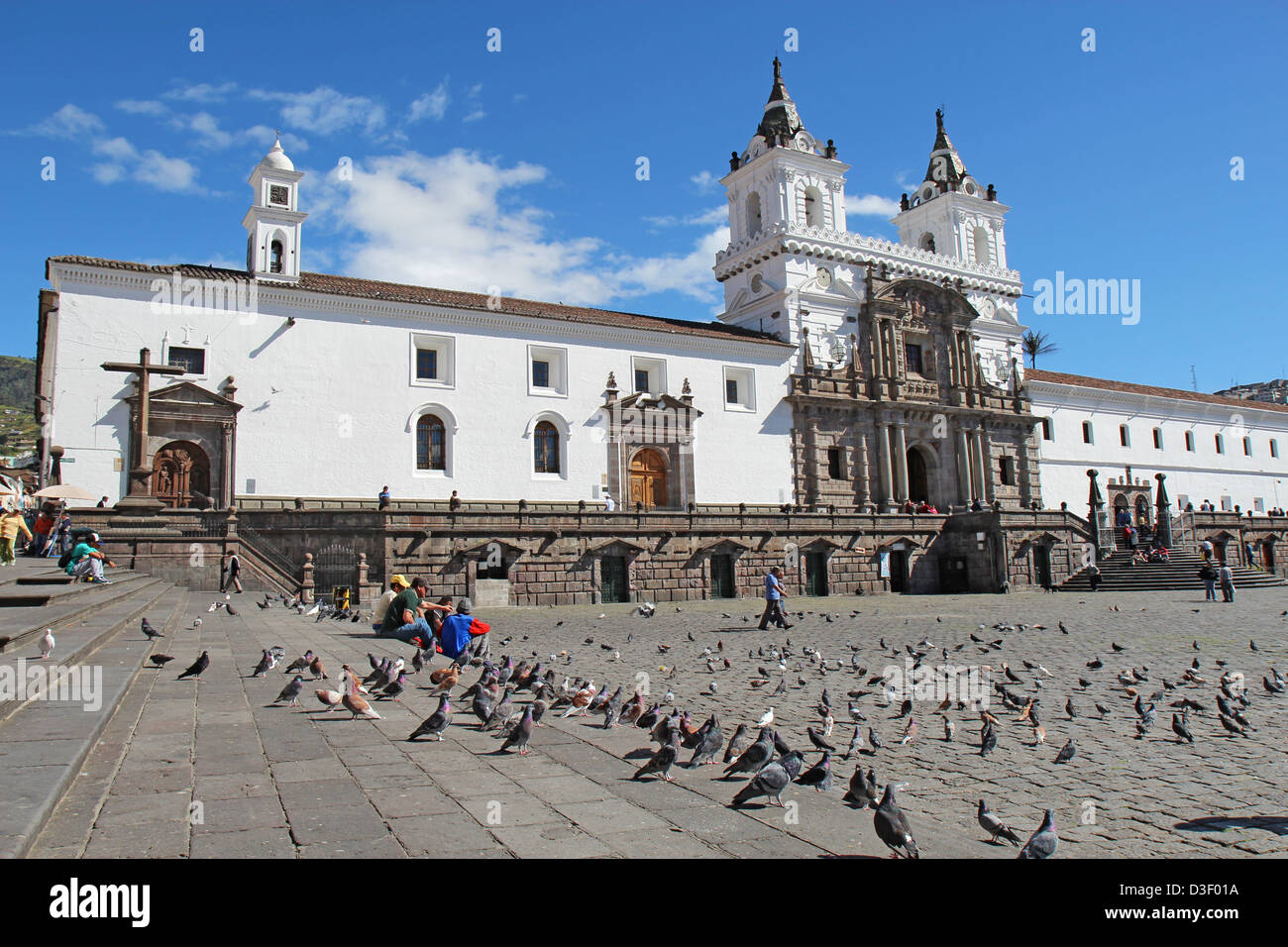 Front façade of the church and convent of San Francisco in Quito ...