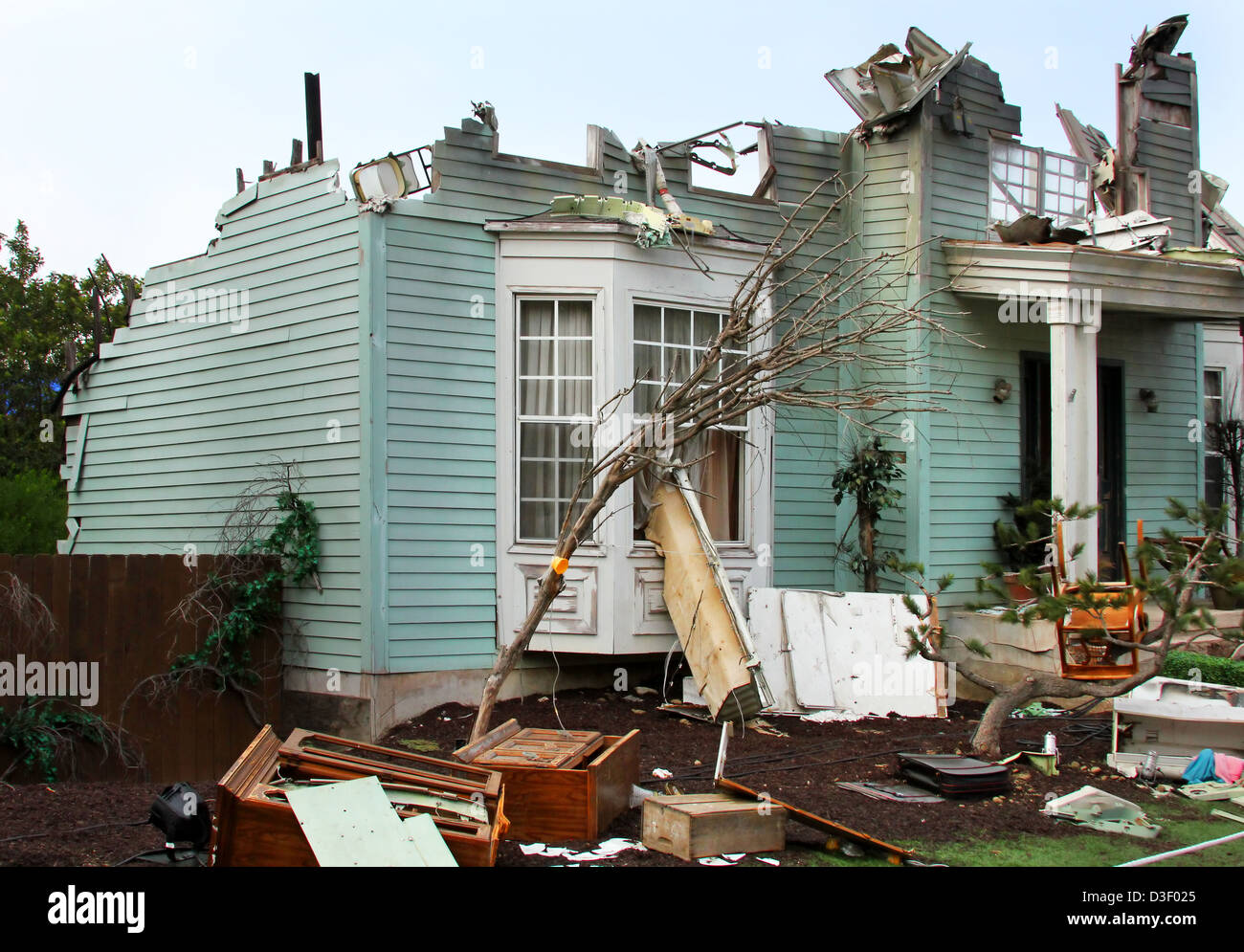 House damaged by disaster. Scenery for cinema Stock Photo - Alamy
