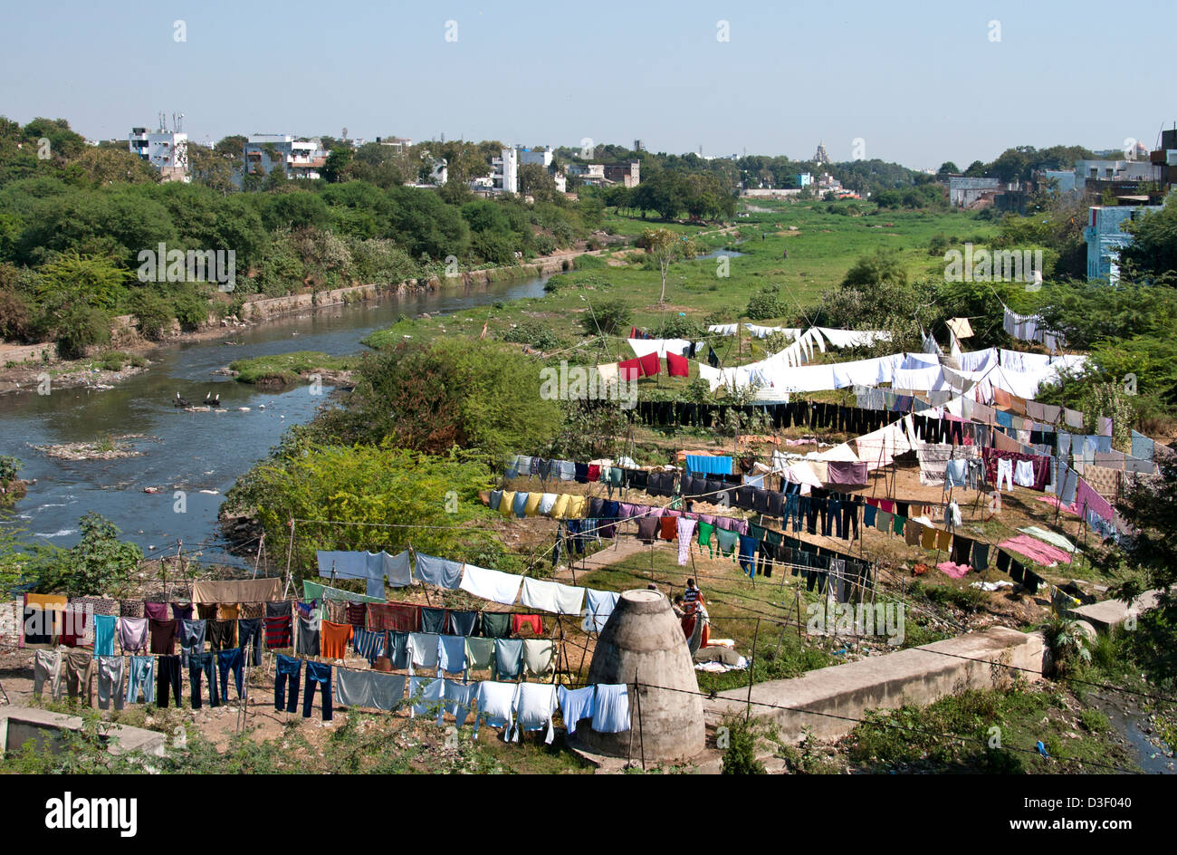 Laundry Musi River Bank Hyderabad India Andhra Pradesh Stock Photo - Alamy