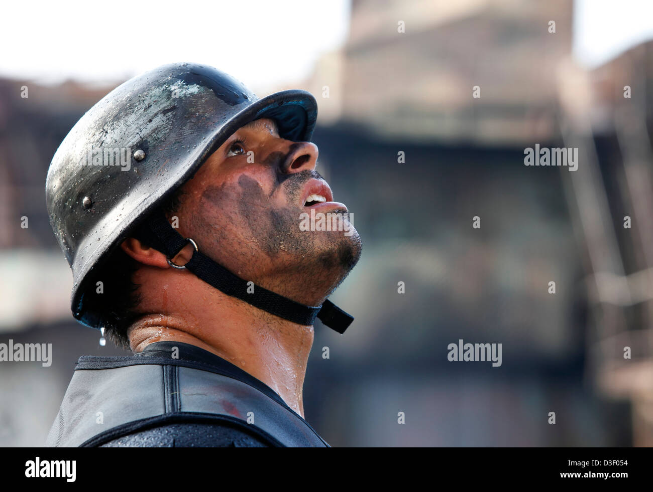 Actor is in action in the live stunt show called Water world Stock ...