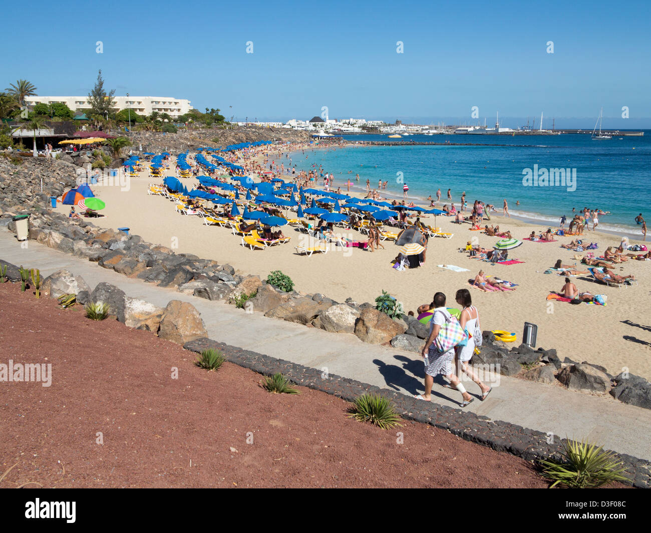 Coastal promenade at Playa Dorada beach, Playa Blanca, Lanzarote Stock ...