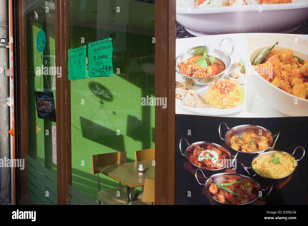 Vegetarian balti restaurant menu window Stock Photo - Alamy