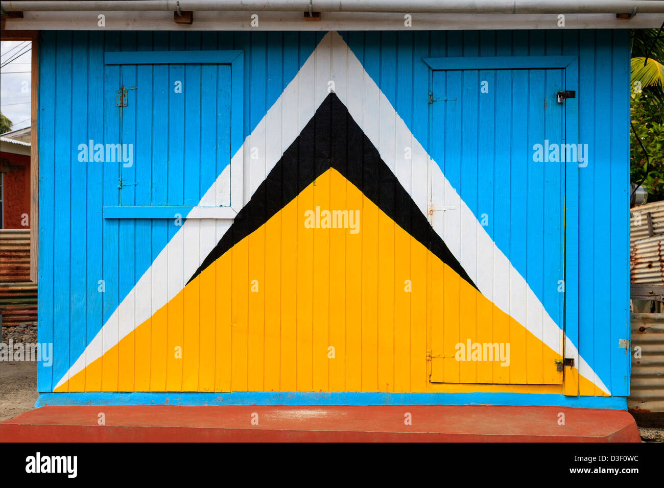 Shop in the village of Micoud painted in the colours of the St Lucia ...