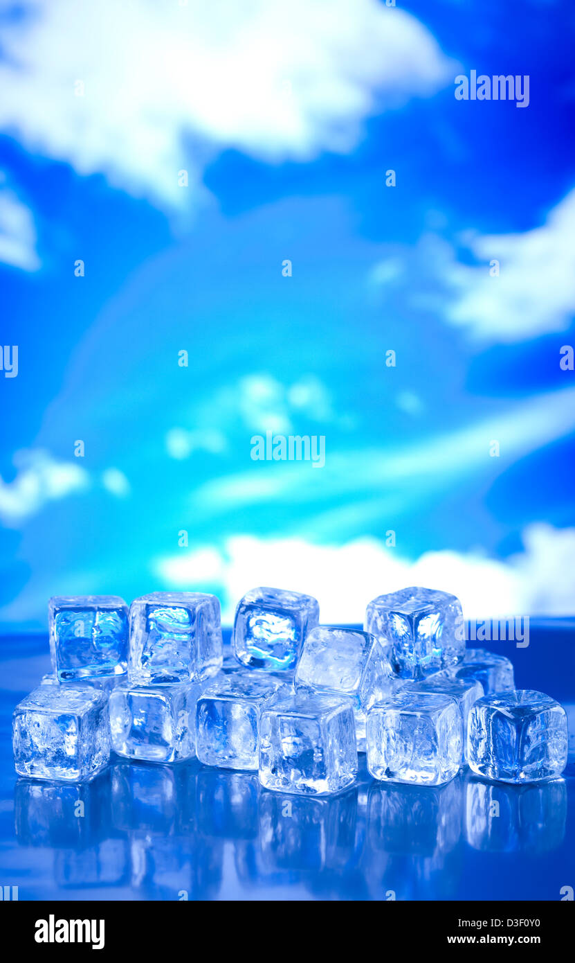 Ice cubes and blue sky Stock Photo - Alamy