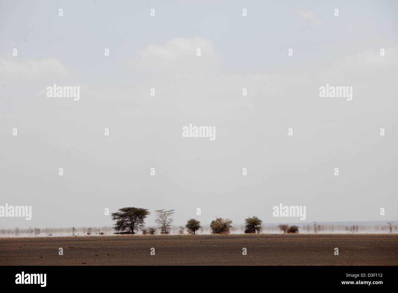 WAJIR, EASTERN KENYA, 31st AUGUST 2009: Heat over a parched desert in ...