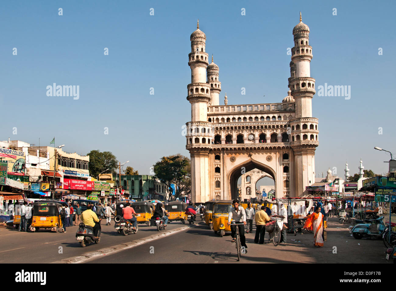 The Charminar 1591 mosque Hyderabad Andhra Pradesh India east bank of ...