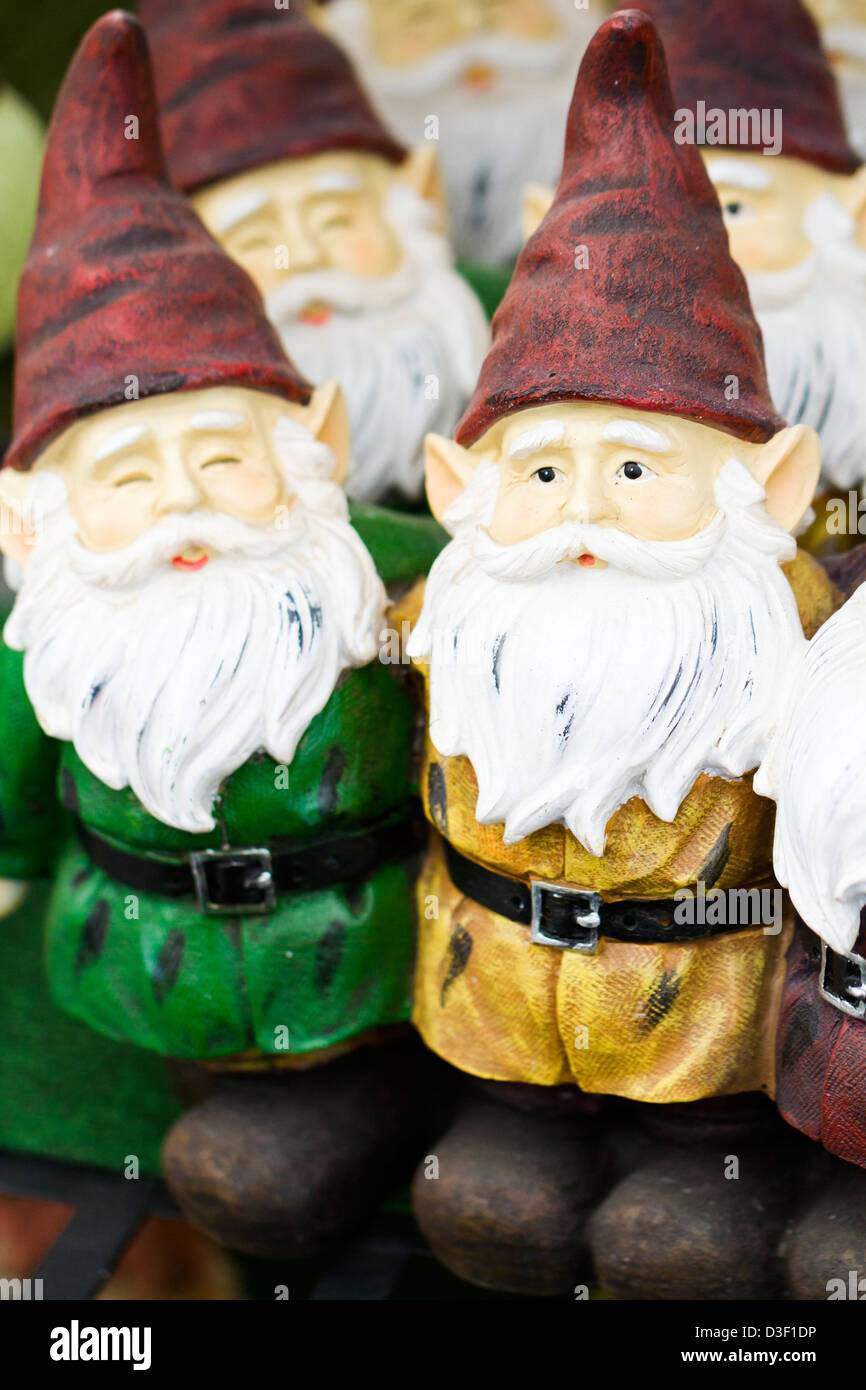 handmade garden gnomes on the display Stock Photo - Alamy