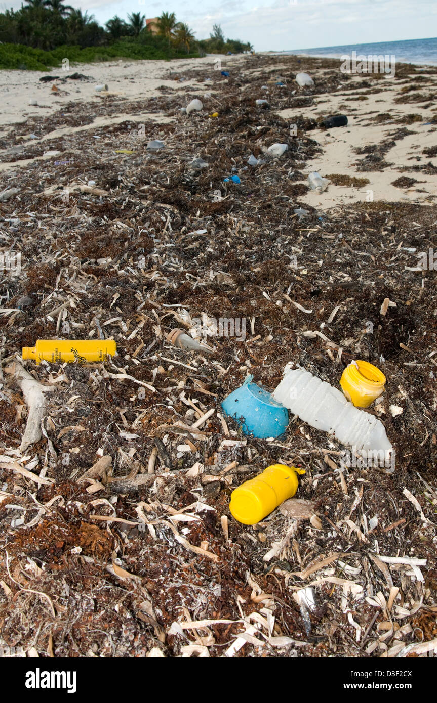 garbage on the beach, Cozumel, Mexico Stock Photo - Alamy