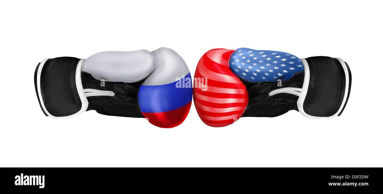 Boxing gloves on white background - USA vs RUSSIA Stock Photo - Alamy