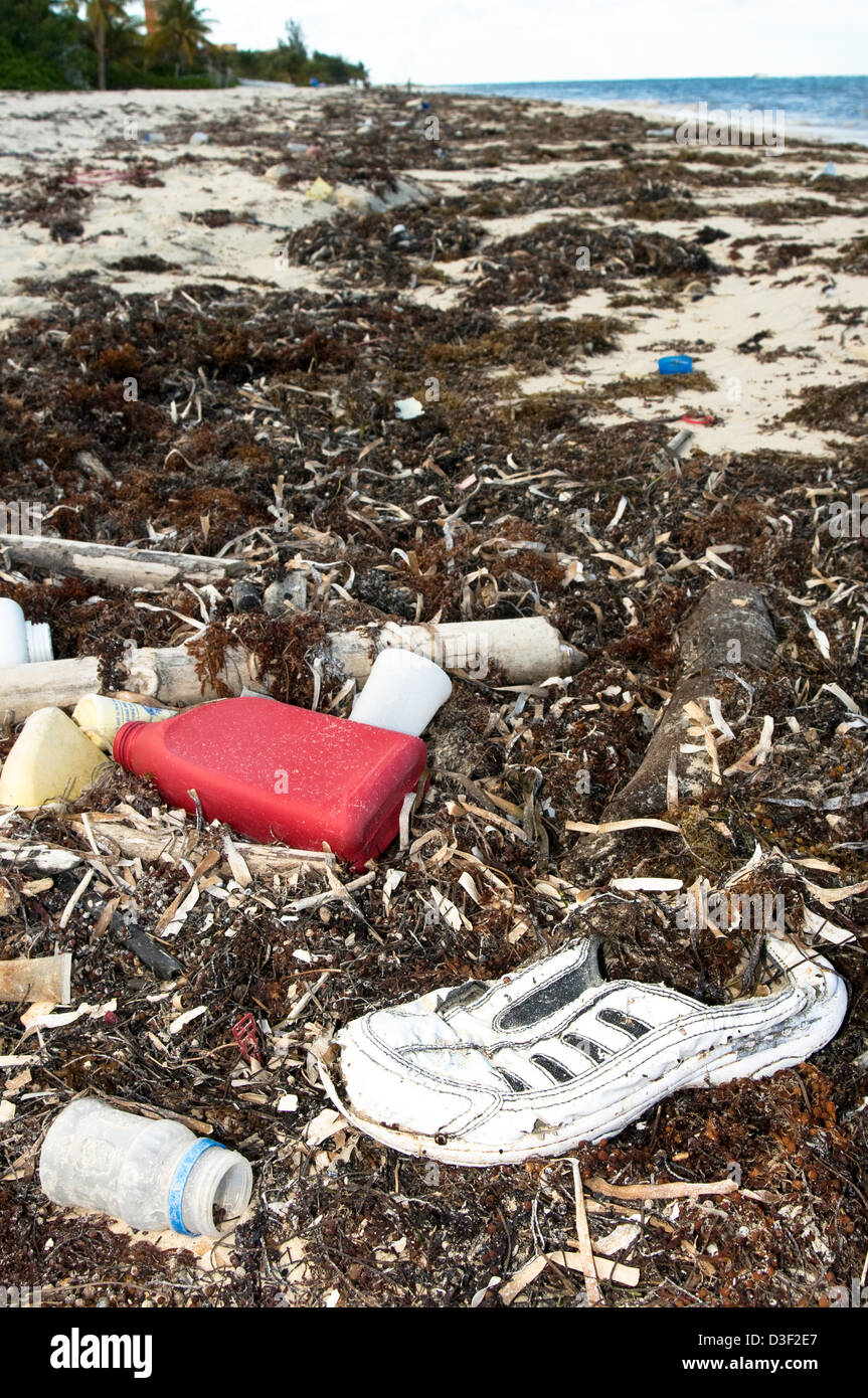 garbage on the beach, Cozumel, Mexico Stock Photo - Alamy