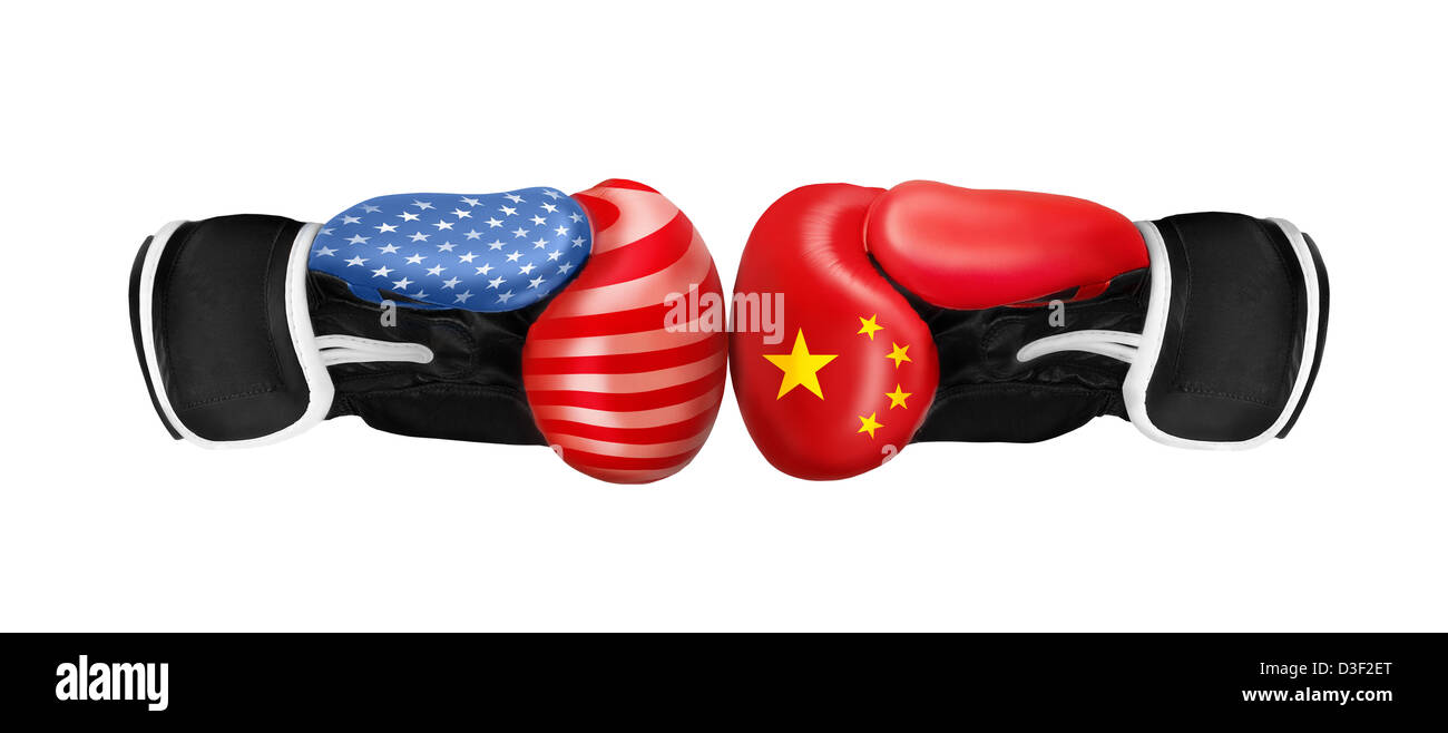 Boxing gloves on white background - USA vs CHINA Stock Photo - Alamy