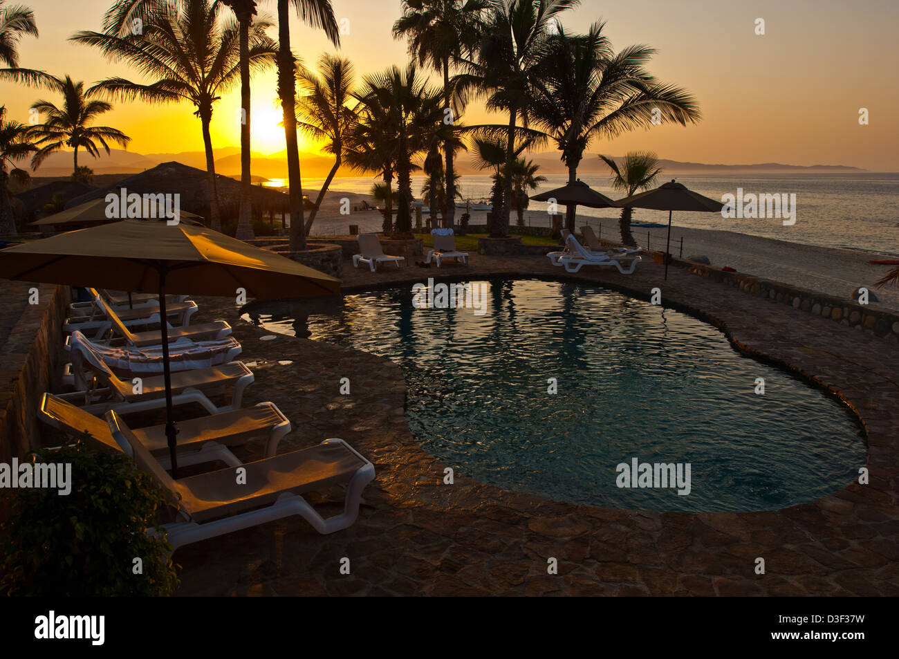 Sunset at Rancho Leonero Hotel and Resort, East Cape Baja Mexico Stock ...