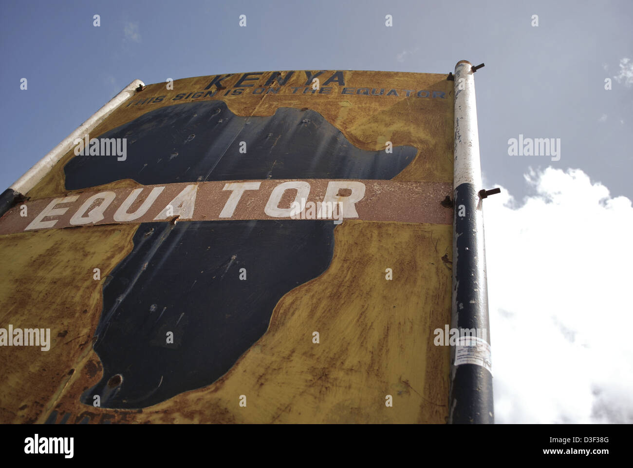 This is a sign at the equator line that runs through Kenya Stock Photo ...