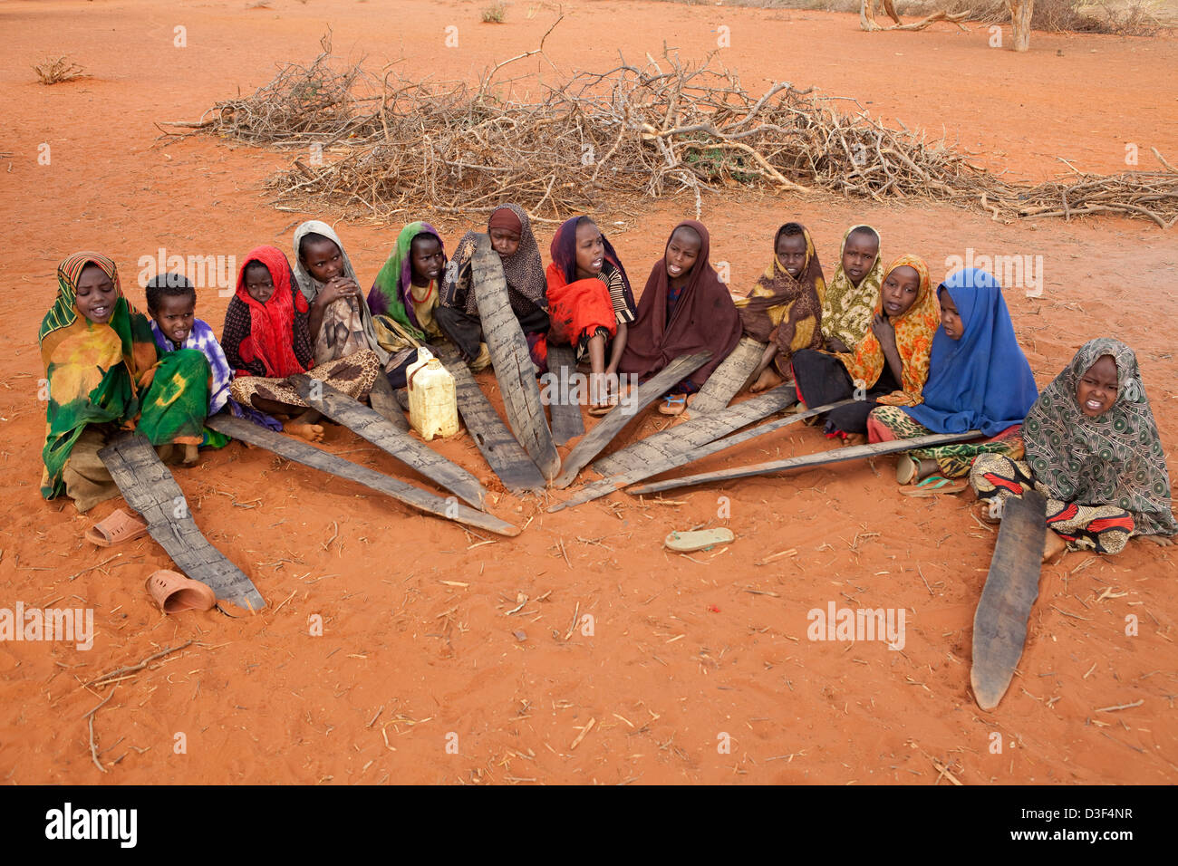 KUTAYU, NORTH OF ELWAK, EASTERN KENYA, 3rd SEPTEMBER 2009: Young girls ...