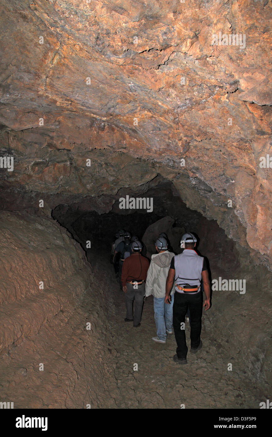 Inside Cave El Viento under Teide mountain (Tenerife island Stock Photo ...