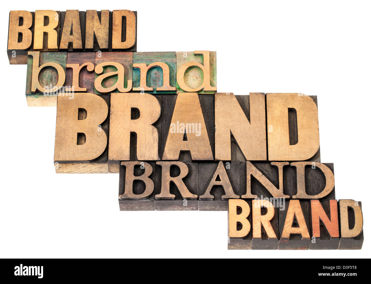 brand word abstract - isolated text in a variety of vintage letterpress ...