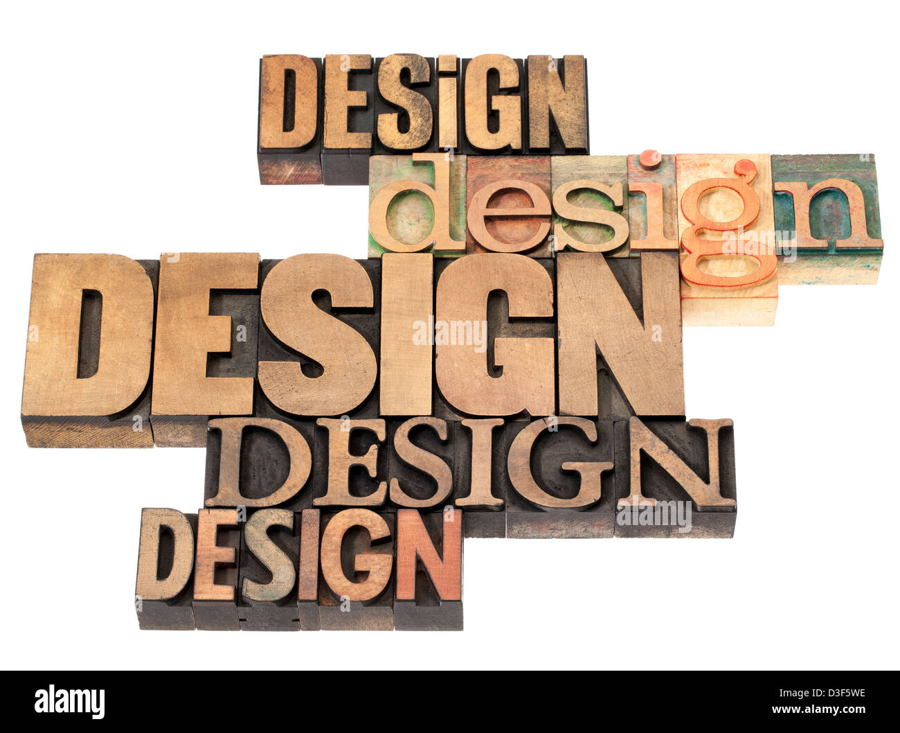 design word abstract - isolated text in a variety of vintage ...