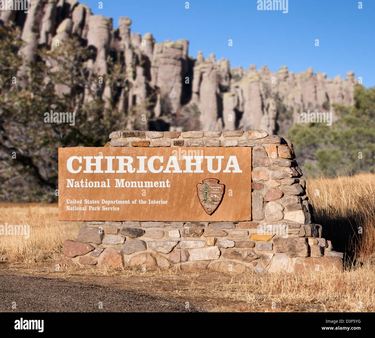 Entrance sign at the Chiricahua national Monument in Arizona, USA Stock ...