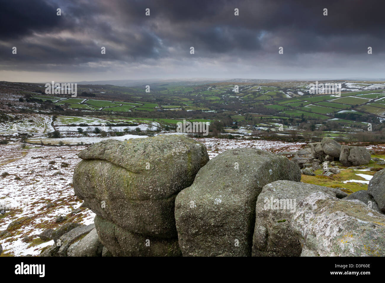 Bell Tor in the Dartmoor National Park near Widecombe in the Moor ...