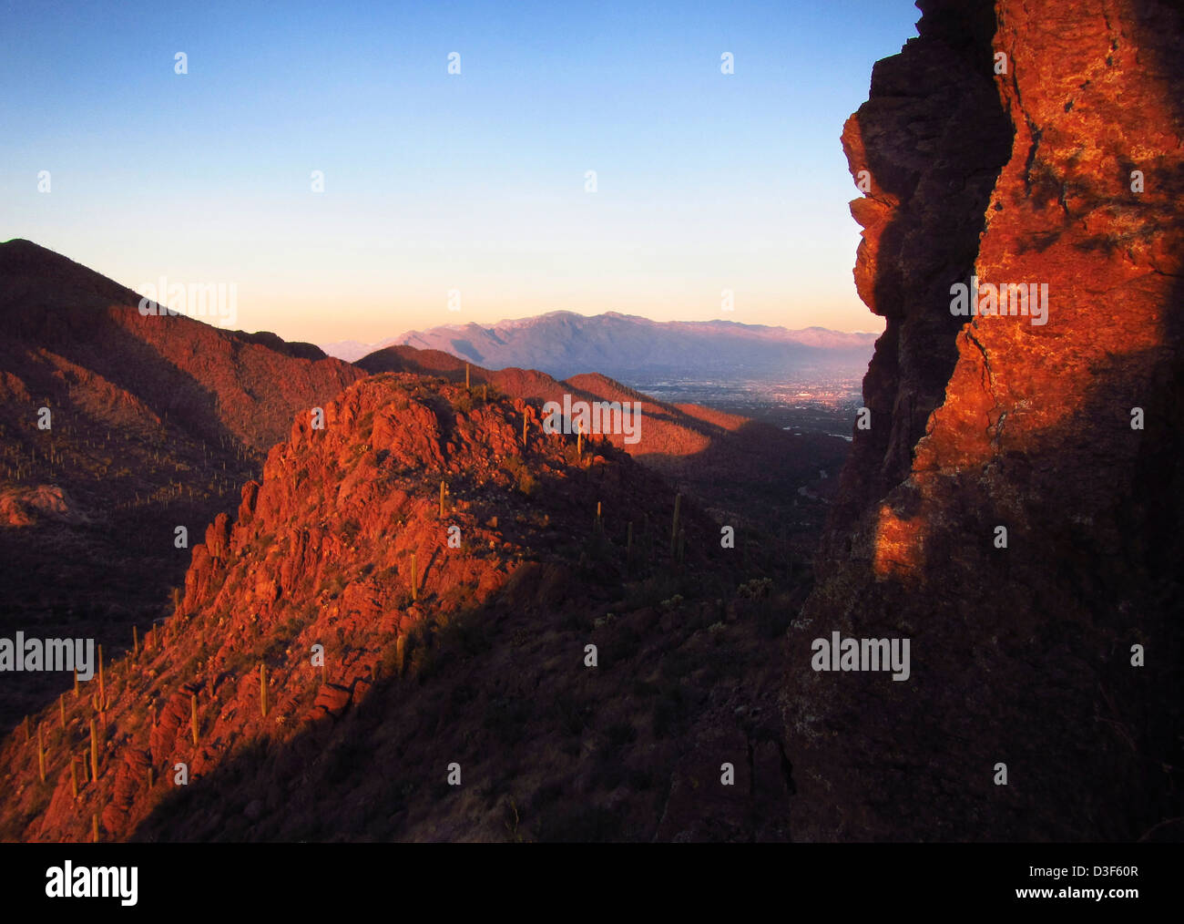 Gates pass at sunset looking back toward Tucson, AZ Stock Photo - Alamy