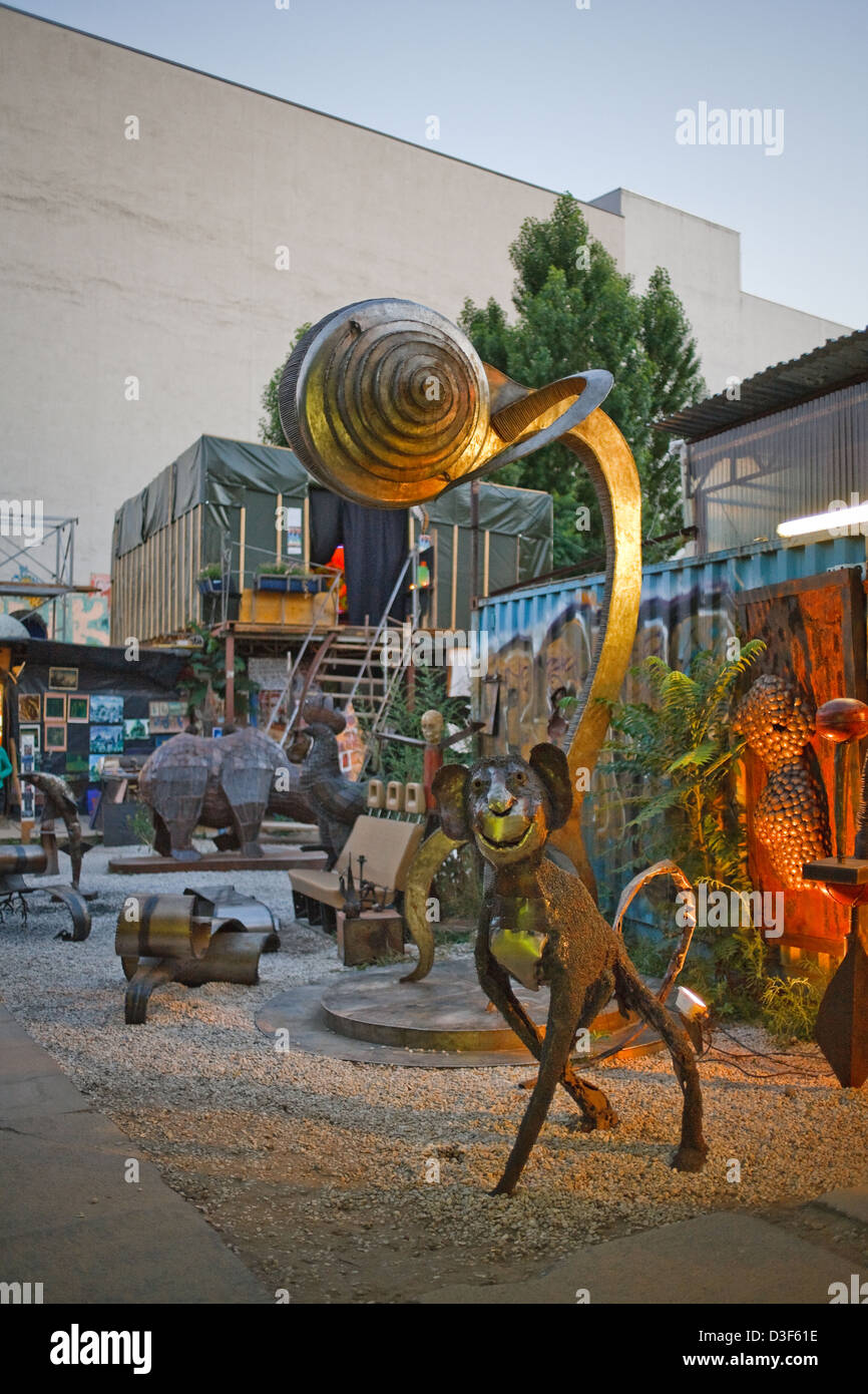 Berlin, Germany, works of art made of metal in the yard of the ...