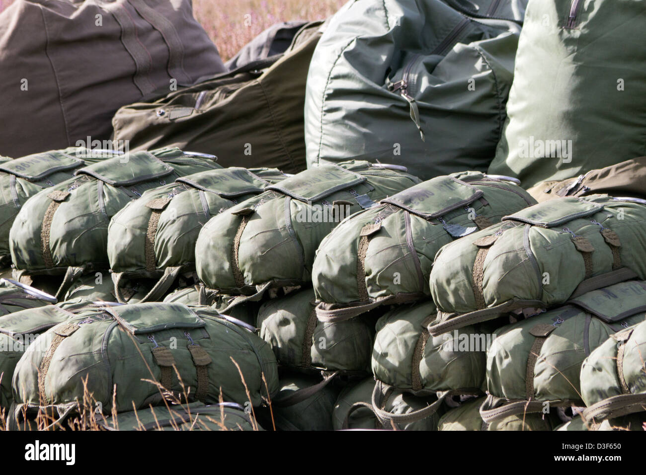 Military parachute back from paratroopers Stock Photo - Alamy