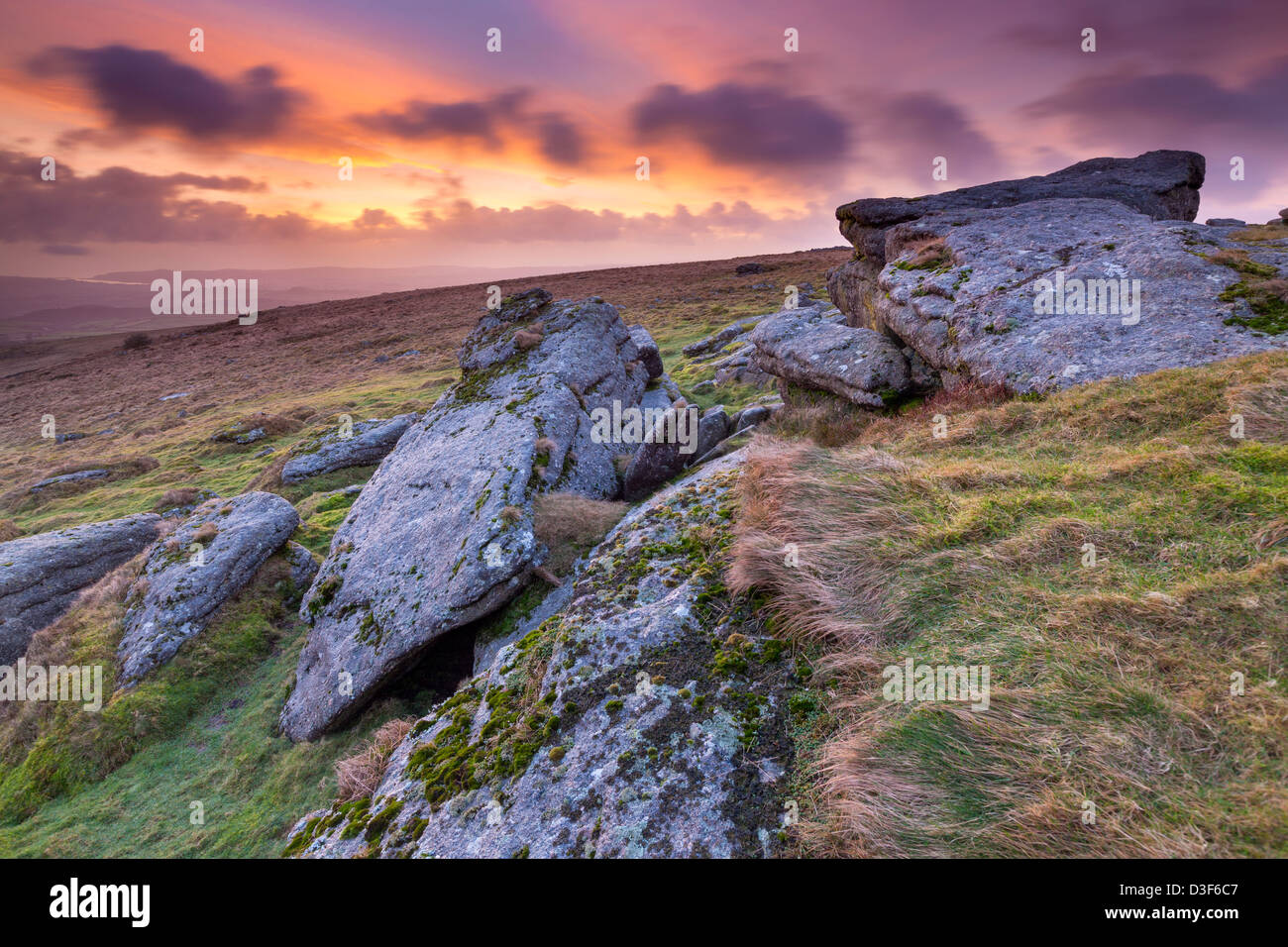 Rippon Tor in the Dartmoor National Park near Widecombe in the Moor ...