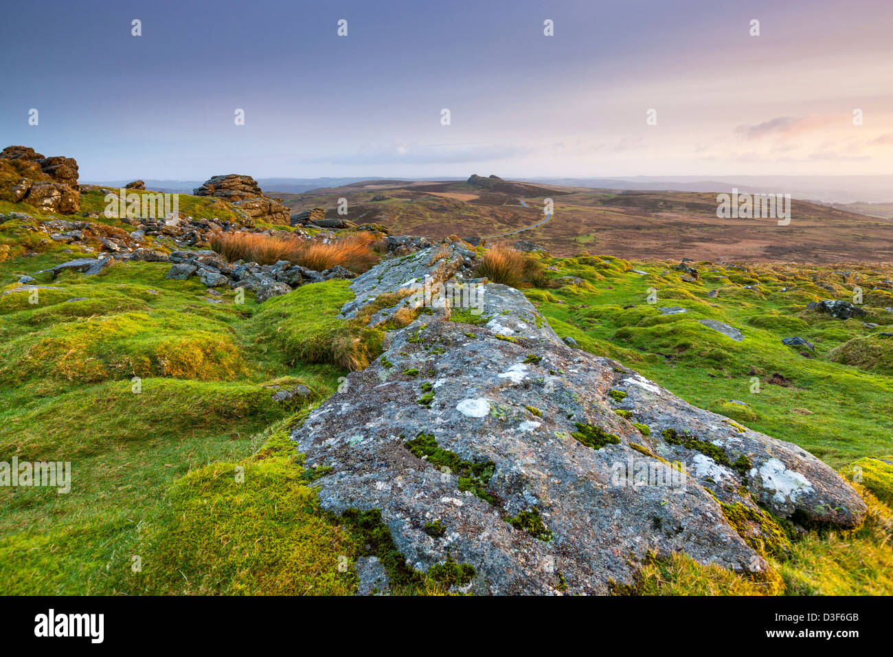 View from Rippon Tor towards Haytor Rocks in the Dartmoor National Park ...