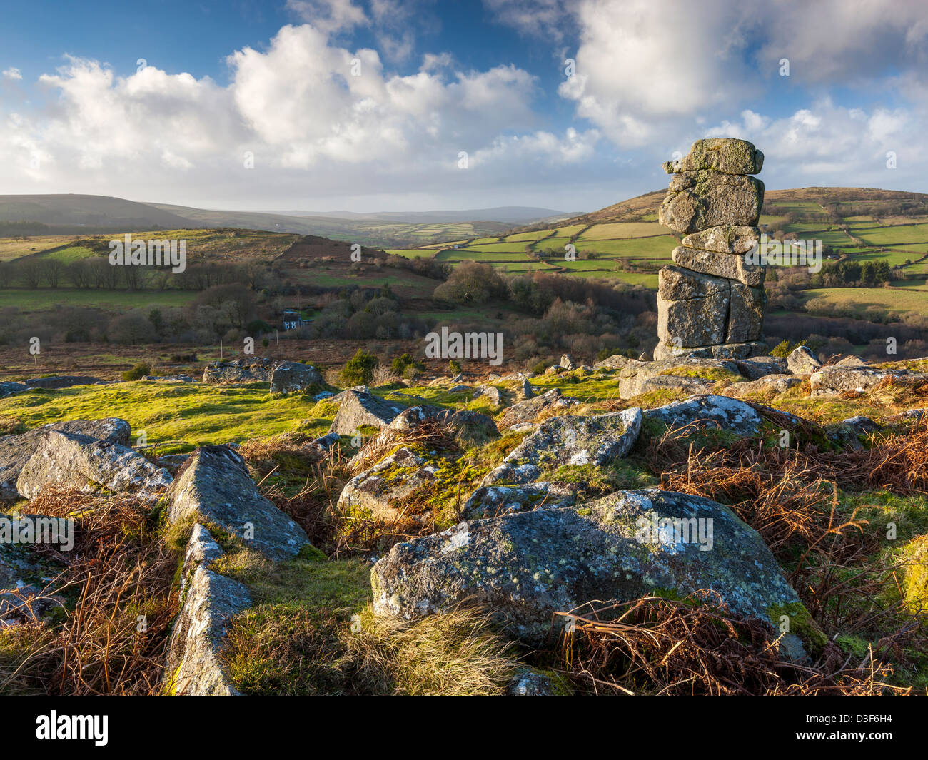 Bowerman's Nose, a stack of weathered granite on Hayne Down in Dartmoor ...