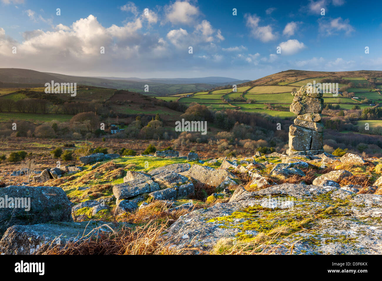 Bowerman's Nose, a stack of weathered granite on Hayne Down in Dartmoor ...